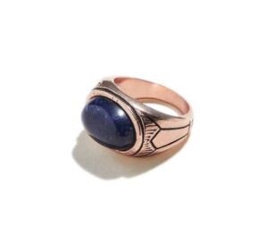 alex and ani sodalite gemstone signet ring for women, 14k rose gold plated sterling silver, fits ring size 5.5