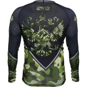 Jitsu Patriot Rash Guard Men's Compression Shirt Long Sleeve MMA No-Gi Tight BJJ Grappling Base Layer Fitness Black