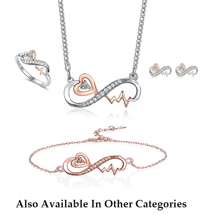 Forever Love Heart Rose Gold 925 Sterling Silver Rn Practitioner Nurse Infinity Heartbeat Pendant Necklaces for Women Nursing Graduation Jewelry Wife Girlfriend Valentine Mother Day Christmas Gifts