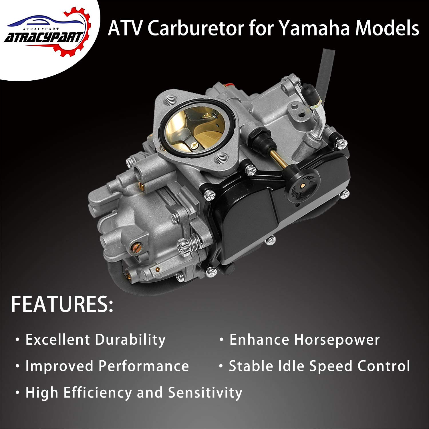 Carburetor Carb with Intake Manifold for ATV Yamaha 1987-1990 & 1992-1995 Moto-4 350 YFM350 | 1987-2004 Warrior 350 YFM350 | 1987-1998 Big Bear 350 YFM350 | 1996-1998 Kodiak 400 YFM400