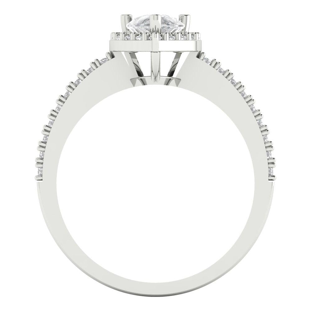 Clara Pucci 1.22ct Pear Cut Solitaire Lab Created White Sapphire Designer Anniversary Bridal Engagement Ring 14k White Gold 6.5