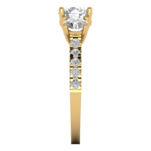 Clara Pucci 2 ct Round Cut Solitaire 3 stone Lab Created White Sapphire Designer Anniversary Bridal Engagement Ring 14k Yellow Gold