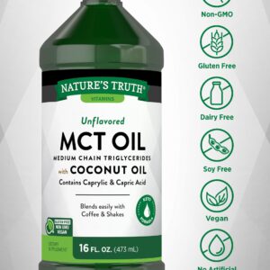 MCT Oil | 16 fl. oz | Keto, Unflavored Formula | with Coconut Oil | Vegan, Non-GMO, and Gluten Free Supplement | by Nature's Truth