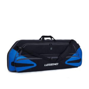 legend monstro professional soft compound bow case - travel archery case with shoulder strap, foam padding & safe storage for archery accessories -37" arrow tube holder pocket, 44" interior-black/blue