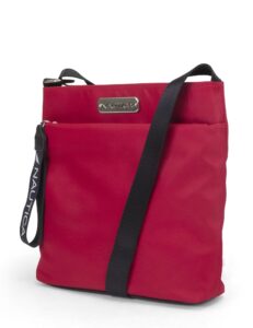 nautica diver nylon small women's crossbody bag purse with adjustable shoulder strap, red