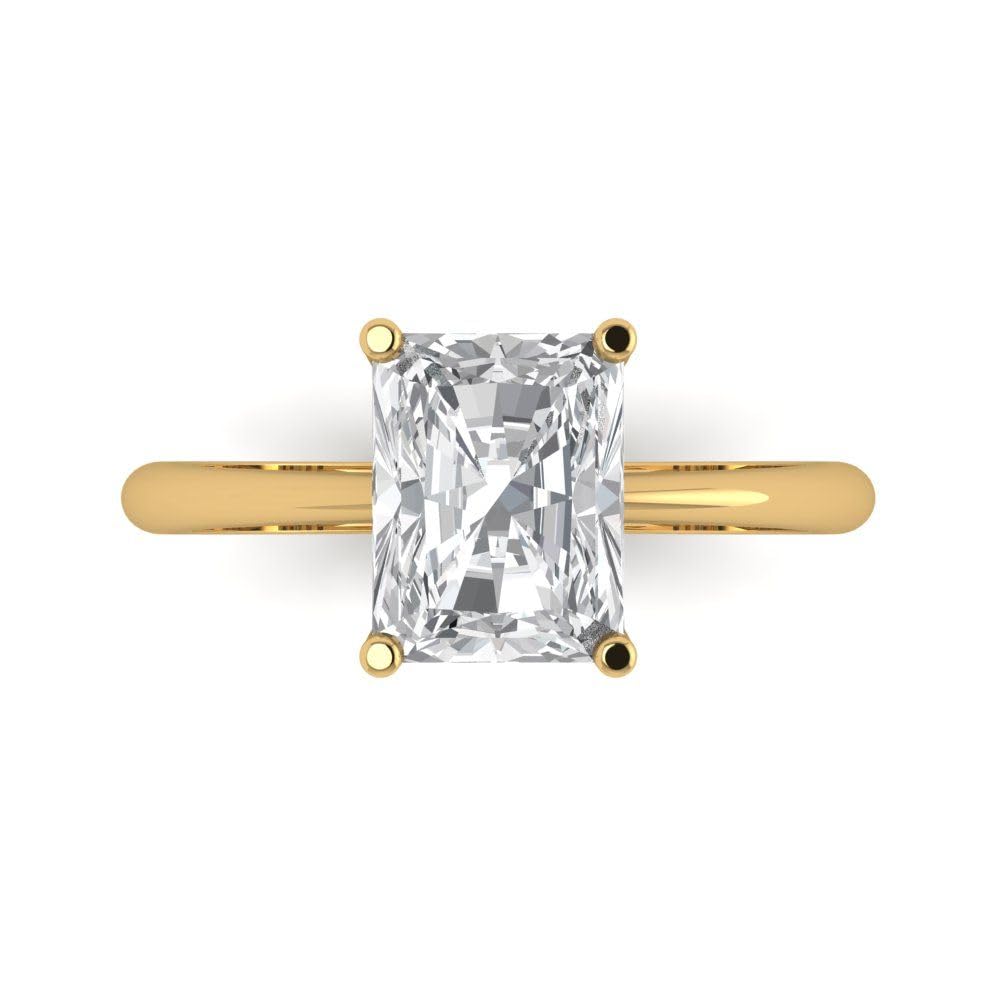 Clara Pucci 2.5ct Radiant Cut Solitaire Genuine Lab Created White Sapphire Bridal Designer Anniversary Engagement Ring 14k Yellow Gold