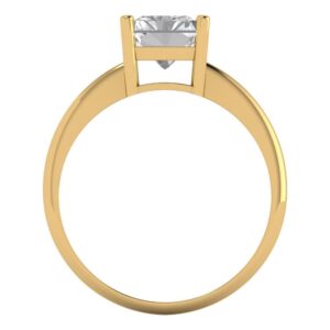 Clara Pucci 2.5ct Radiant Cut Solitaire Genuine Lab Created White Sapphire Bridal Designer Anniversary Engagement Ring 14k Yellow Gold