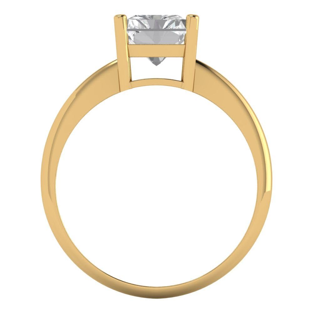 Clara Pucci 2.5ct Radiant Cut Solitaire Genuine Lab Created White Sapphire Bridal Designer Anniversary Engagement Ring 14k Yellow Gold