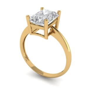 Clara Pucci 2.5ct Radiant Cut Solitaire Genuine Lab Created White Sapphire Bridal Designer Anniversary Engagement Ring 14k Yellow Gold