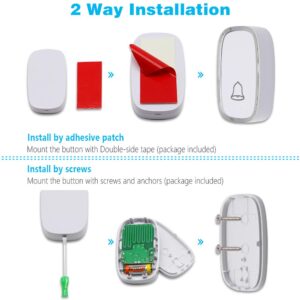 Anko Wireless Doorbell, Plug and Play Waterproof Door Bell Kit; 1000 Feet Operating Range; 36 Chimes Quality Sound; 4 Levels Adjustable Volume, Led Flash Indicator