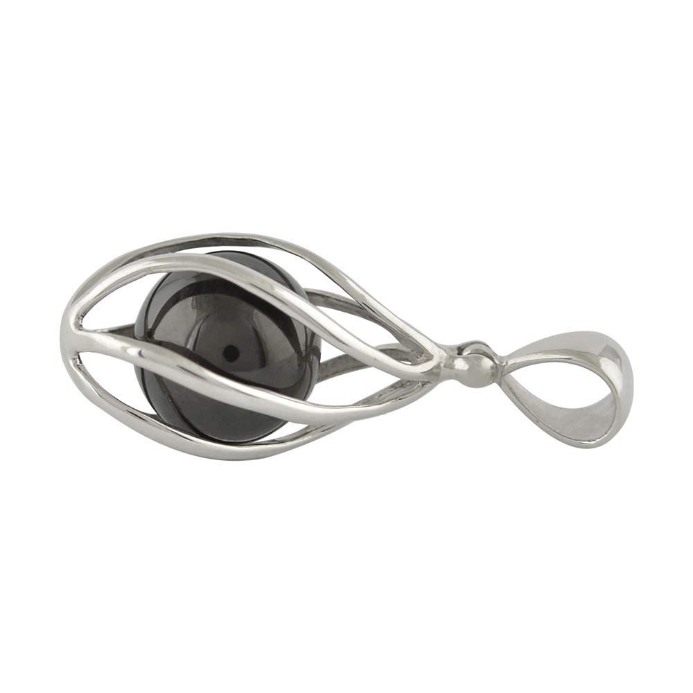 Starborn Elite Shungite Sphere Sterling Silver Spiral Pendant - 12mm