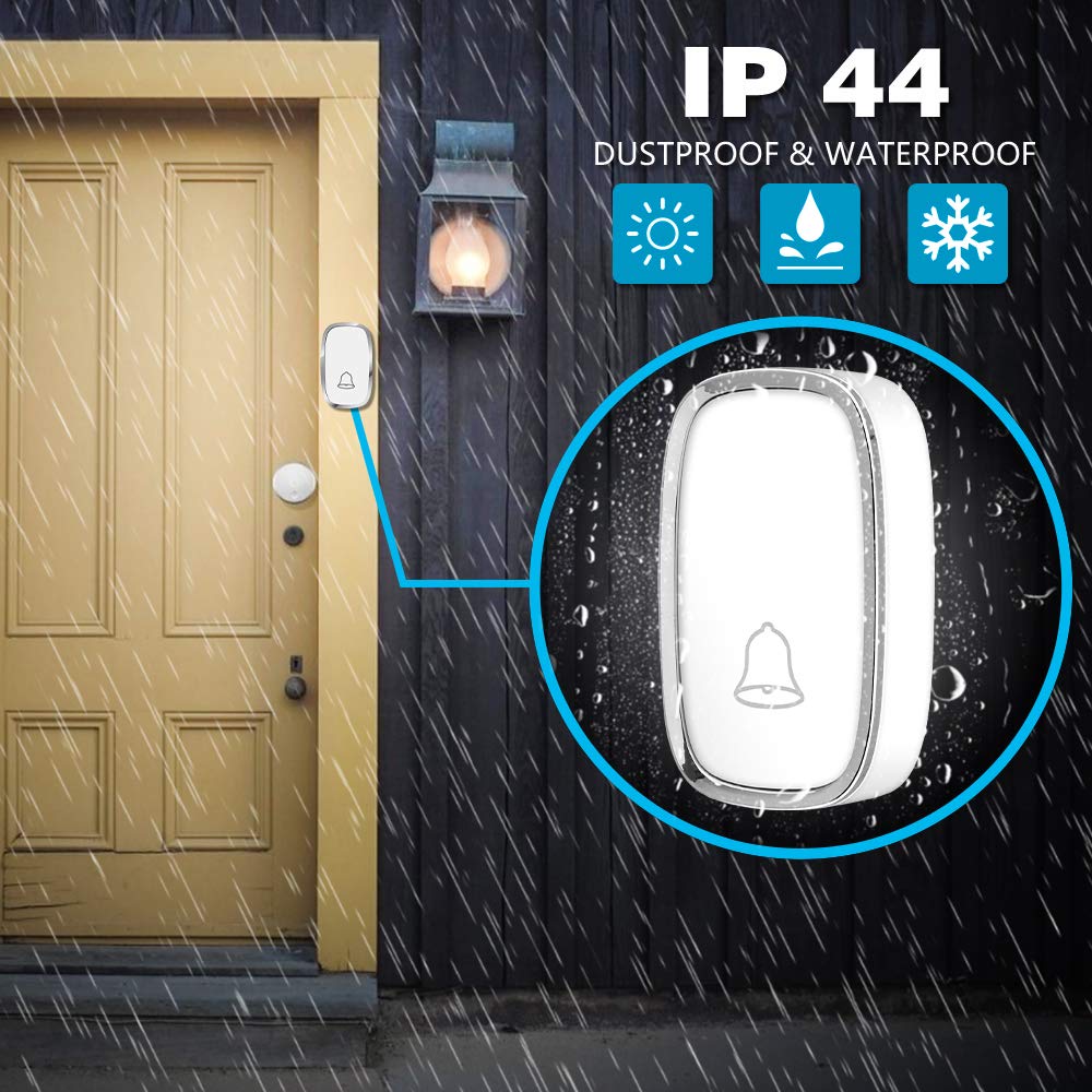 Anko Wireless Doorbell, Plug and Play Waterproof Door Bell Kit; 1000 Feet Operating Range; 36 Chimes Quality Sound; 4 Levels Adjustable Volume, Led Flash Indicator