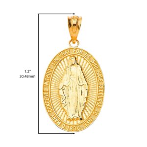 14K Yellow Gold Reversible Virgin Mary Miraculous Medal Pendant