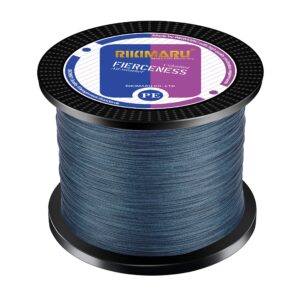 rikimaru braided fishing line abrasion resistant superline zero stretch&low memory extra thin diameter dark gray 327yds,10lb