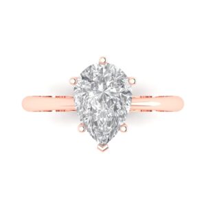 clara pucci 2.50 ct pear cut solitaire stunning lab created white sapphire bridal designer anniversary engagement ring 14k rose gold 7