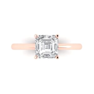 clara pucci 1.50 ct asscher cut solitaire stunning lab created white sapphire bridal designer anniversary engagement ring 14k rose gold 7