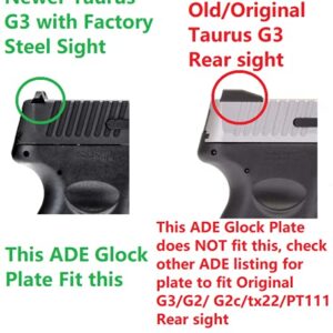 ADE Crusader RD3-009 Red Dot + Rear Sight Optic Mounting Plate/Adapter for All Glock (Non-MOS) Standard Models and Taurus G3C