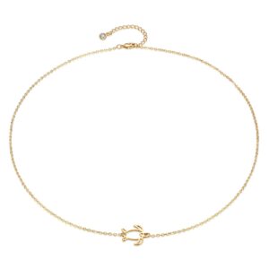 mevecco gold dainty turtle necklace for women,14k gold plated cute tiny boho sea tortoise pendant necklace