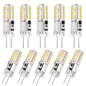 dicuno g4 led bulbs 12v 1.2w t3 10w halogen bulbs replacement, jc type g4 bi-pin base light bulbs non-dimmable, daylight white 6000k, 120 lm for landscape, under cabinet/counter, rv lighting, 10pcs