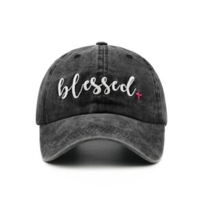 waldeal women's embroidered blessed distressed gym dad hats thankful faith baseball cap black