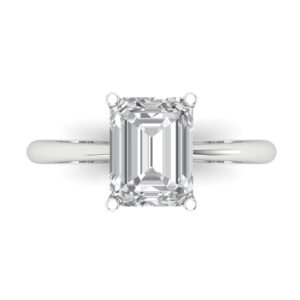 clara pucci 2.45ct radiant cut solitaire stunning genuine lab created white sapphire 4-prong classic statement ring 14k white gold size 6