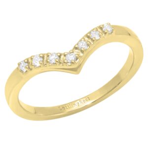 Dazzlingrock Collection 0.10 Carat (ctw) Round White Diamond 7 Stone Chevron Wedding Ring for Her in 18K Yellow Gold Size 6