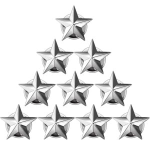 10 pieces star badge lapel pin for 4th of july memorial day veterans day party independence day celebration labor day theme party costume decorations (silver)