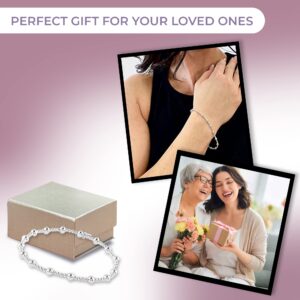 Shop LC 925 Sterling Silver Bracelets for Women - Beads Ball Station Stretchable Bracelet - Beaded Stretch Jewelry Gifts for Women for Her Birthday Gifts