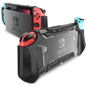 mumba dockable case for nintendo switch, [blade series] tpu grip protective cover case compatible with nintendo switch console and joy-con controller (black)