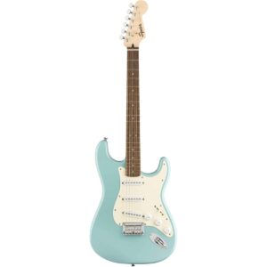 squier bullet stratocaster ht sss electric guitar, with 2-year warranty, tropical turquoise, laurel fingerboard