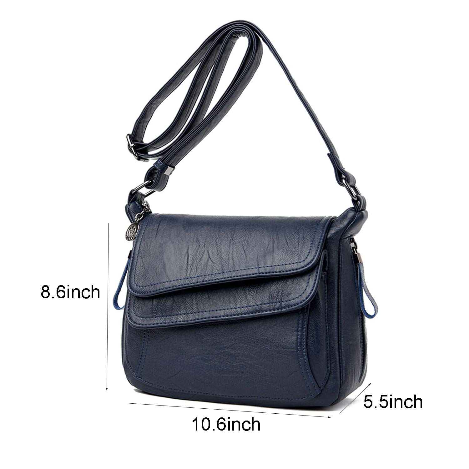 SYYHOME Crossbody Purses for Women PU Leather Hobo Shoulder Bags Travel Purses and Handbags Medium Pocketbooks (Navy Blue)