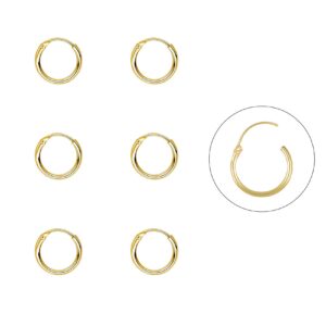 epirora silver hoop earrings- cartilage endless small hoop earrings set for women men, 3 pairs of hypoallergenic 925 sterling silver tragus earrings nose lip rings (3 pairs(8mm*3)-gold)