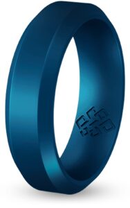 knot theory metal dark blue silicone ring for men women - breathable bevel comfort fit 6mm wedding band size 12