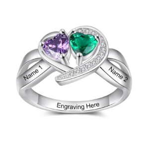 personalized mother promise rings for her forever love wedding engagement rings 2 simulated birthstone rings for women