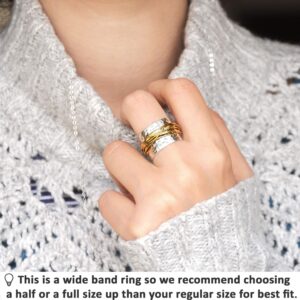 Boho-Magic 925 Sterling Silver Band Ring for Women with Brass Wrap Wide Statement Ring (11)