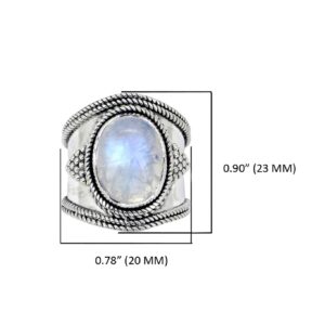 YoTreasure Moonstone Chunky Ring .925 Sterling Silver Wide Band Boho Jewelry