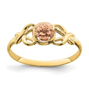 IceCarats 14K Two Tone Gold Rose Flower Ring Size 7