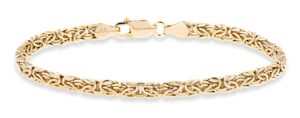 miabella italian 18k gold over silver 4mm flat byzantine link chain bracelet for women, 925 italy, 925 italy (length 7 inches (small))