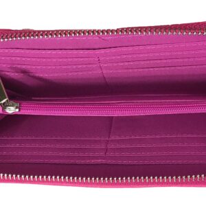 Zzfab Leatherette Triple Compartments Satchel Purse and Wallet Set (Hot Pink)