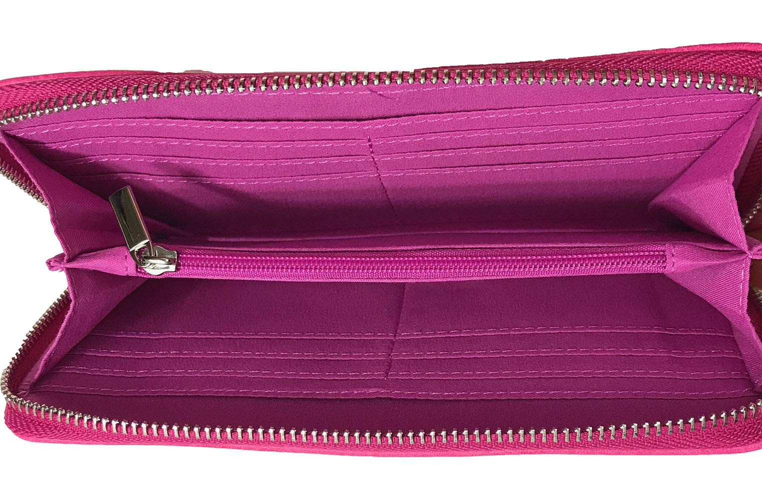 Zzfab Leatherette Triple Compartments Satchel Purse and Wallet Set (Hot Pink)