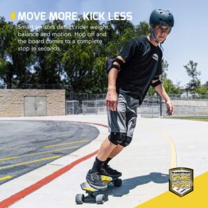 Swagtron NG-3 Swagskate Electric Skateboard for Kids & Teens with Kick-Assist, A.I. Smart Sensors, Move-More/Endless Mode, 9” Deck, Black, 72mm Wheels