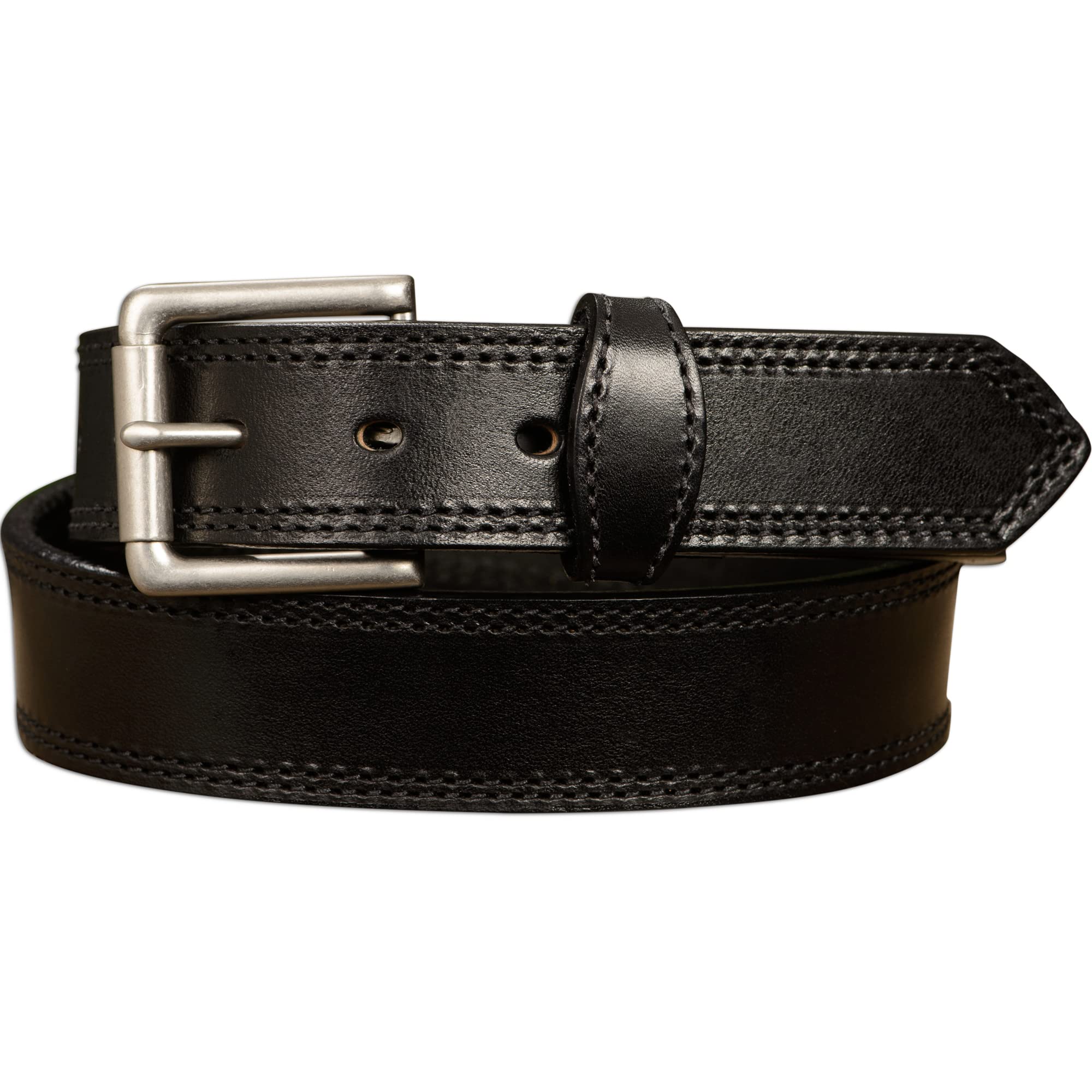 Bullhide Belts Mens Leather Belt for Work, Casual, Dress, 1.50" Wide, Black, 40"