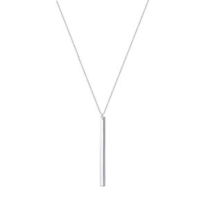 luxcastle bar y necklace simple long vertical bar necklace long chian for women (silver)