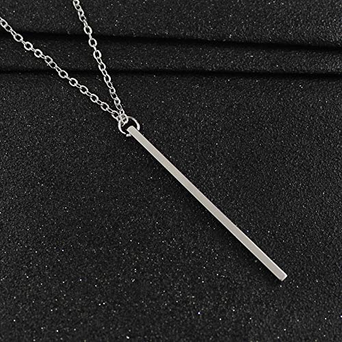 Luxcastle Bar Y Necklace Simple Long Vertical Bar Necklace Long Chian for Women (Silver)