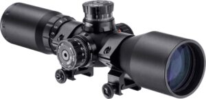 barska ac13268 contour scope 3-9x42 illuminated trace moa reticle with rings, black, one size