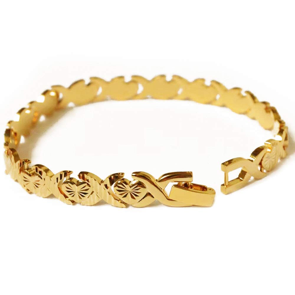 LVYE 18K Gold Plated Chain Bracelet, Heart Designs, Forever Love Solid Brass Bracelet