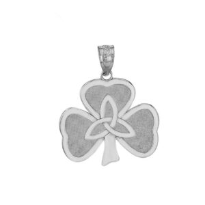 fine 925 sterling silver lucky fortune shamrock celtic trinity triquetra knot charm pendant