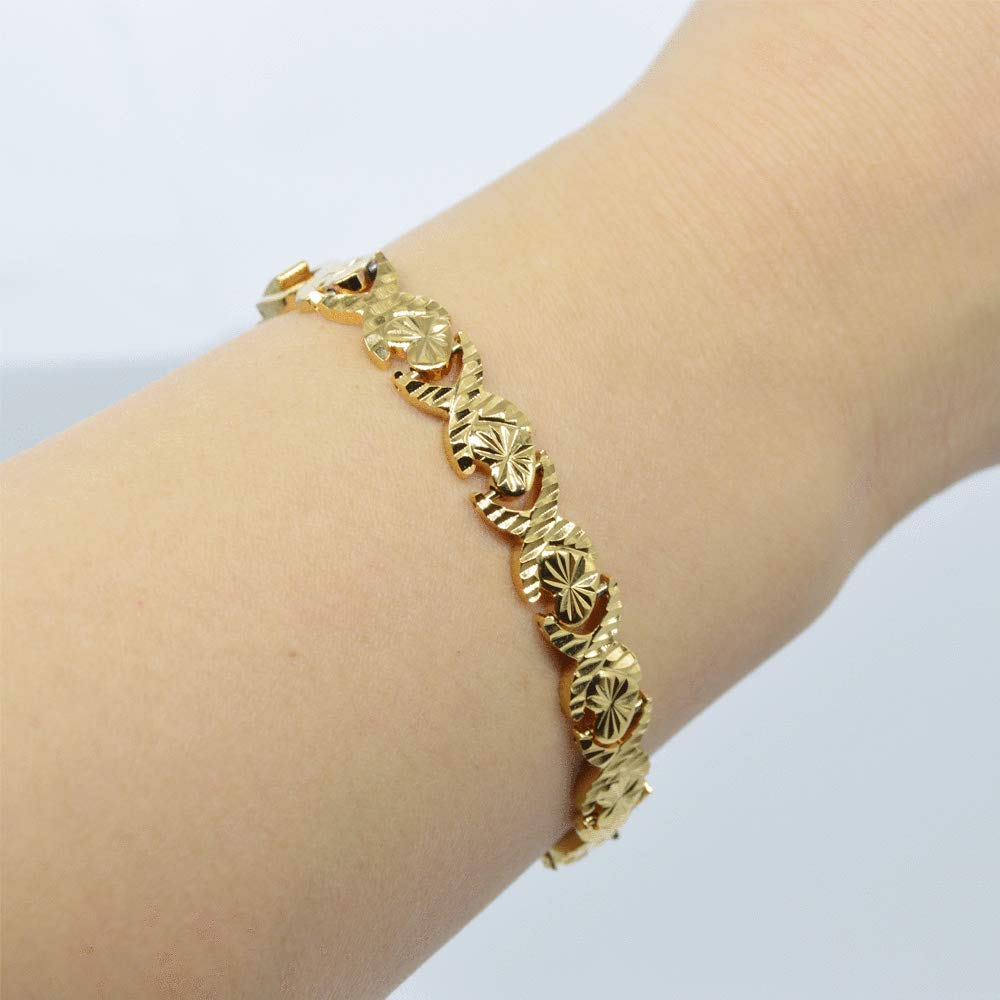 LVYE 18K Gold Plated Chain Bracelet, Heart Designs, Forever Love Solid Brass Bracelet