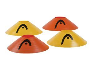 head qst tennis dome cones - 20 training & practice cones for agility & accuracy drills, yellow / orange