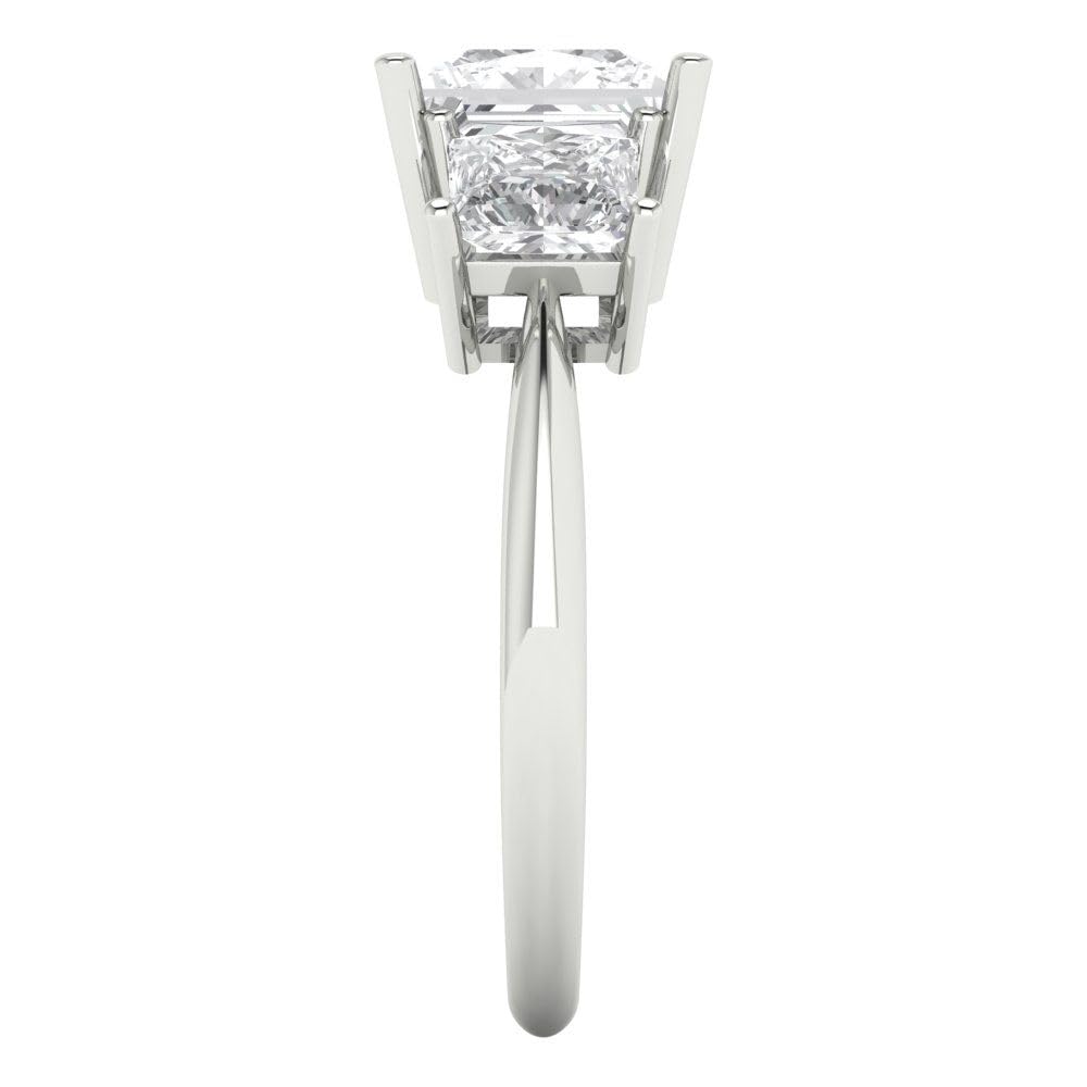 Clara Pucci 3.0ct Princess Cut 3 Stone Solitaire Created White Sapphire Designer Anniversary Bridal Engagement Ring 14k White Gold 6.25